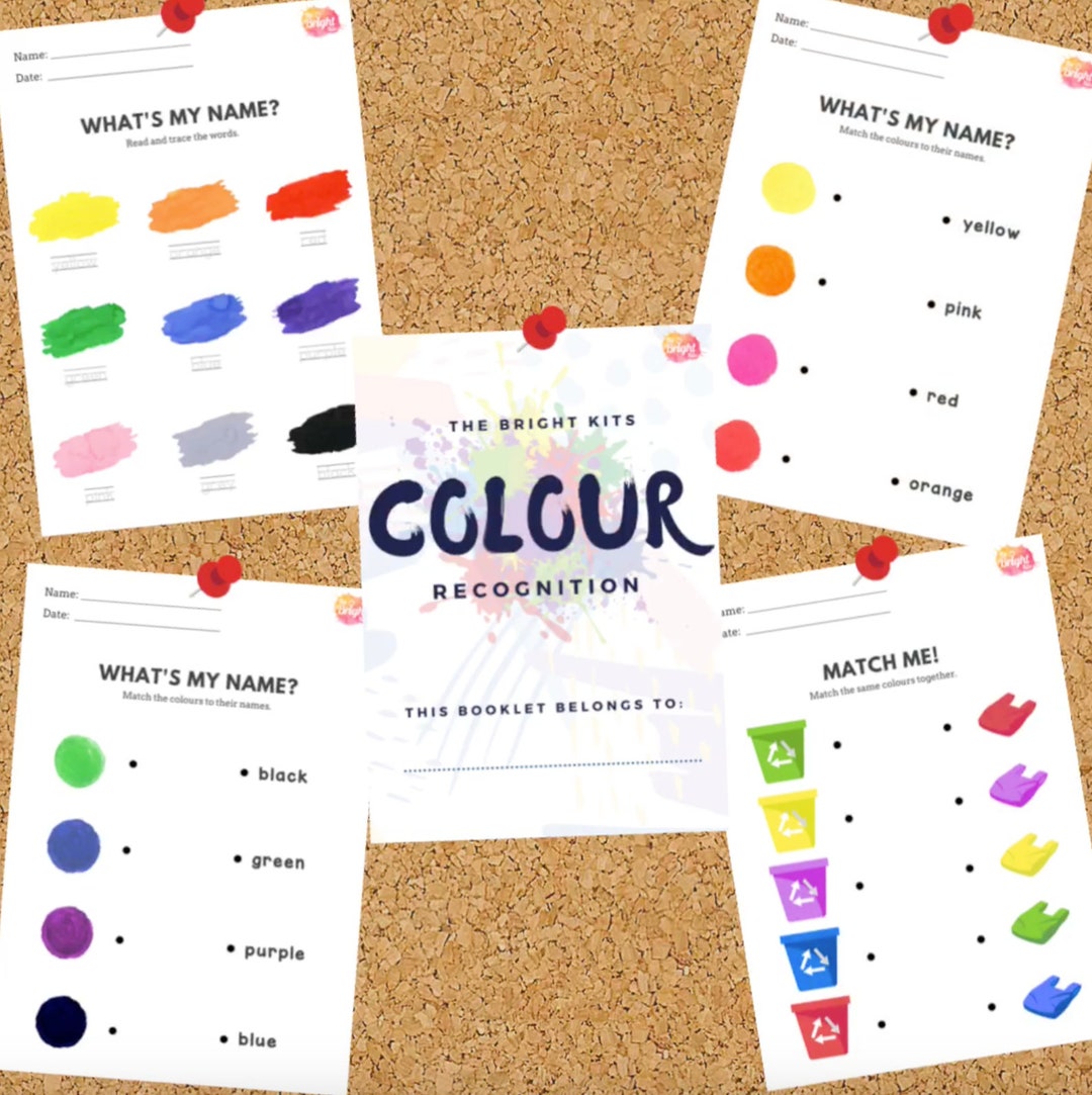 Colour Recognition A4 Printable Worksheets | Colour Trace & Match ...