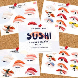 Sushi Number Match A4 Printable Busy Booklet | Number Matching 1-20 ...