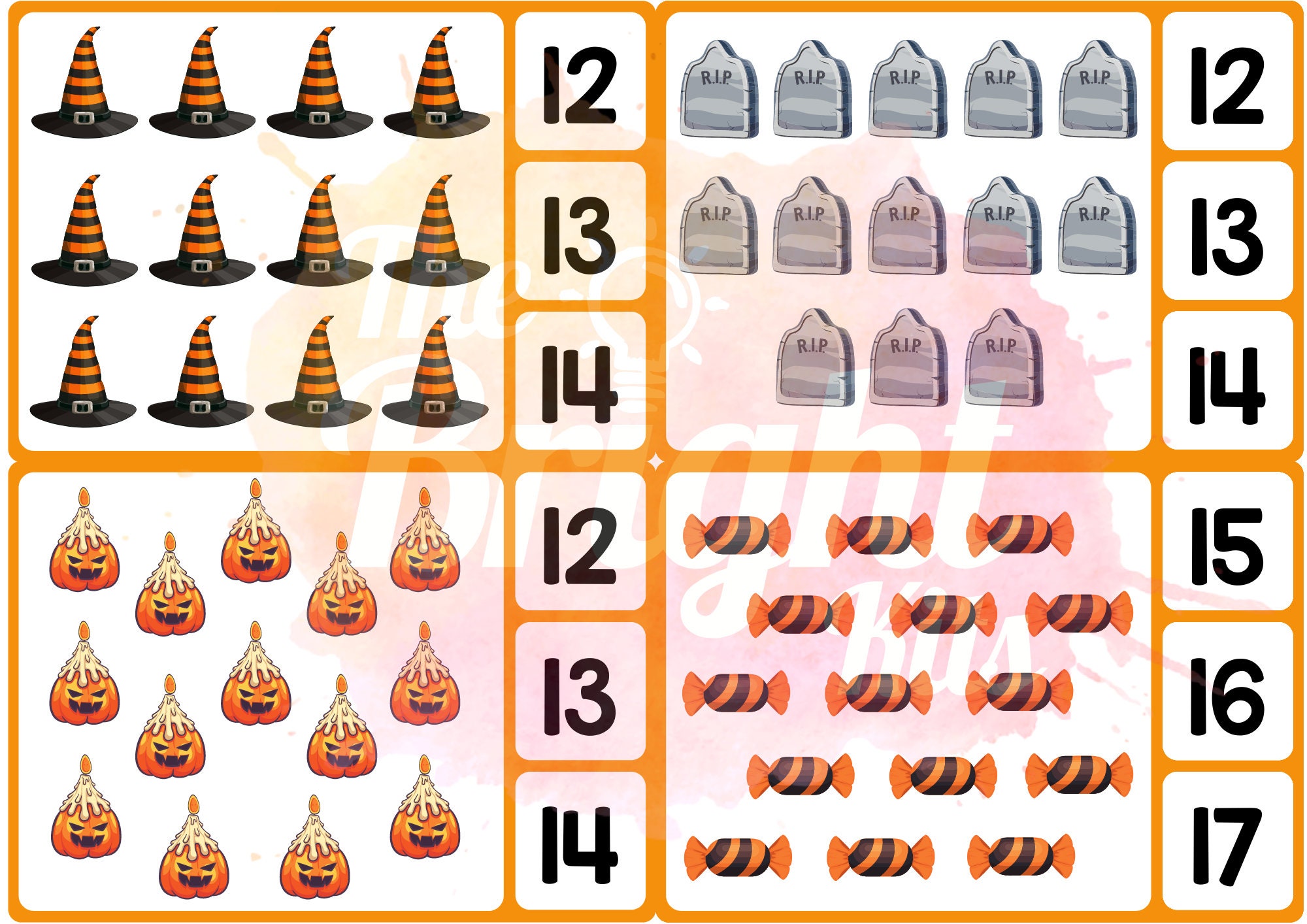 Juego de tarjetas de conteo imprimibles de Halloween (1-20) / Tarjetas ...
