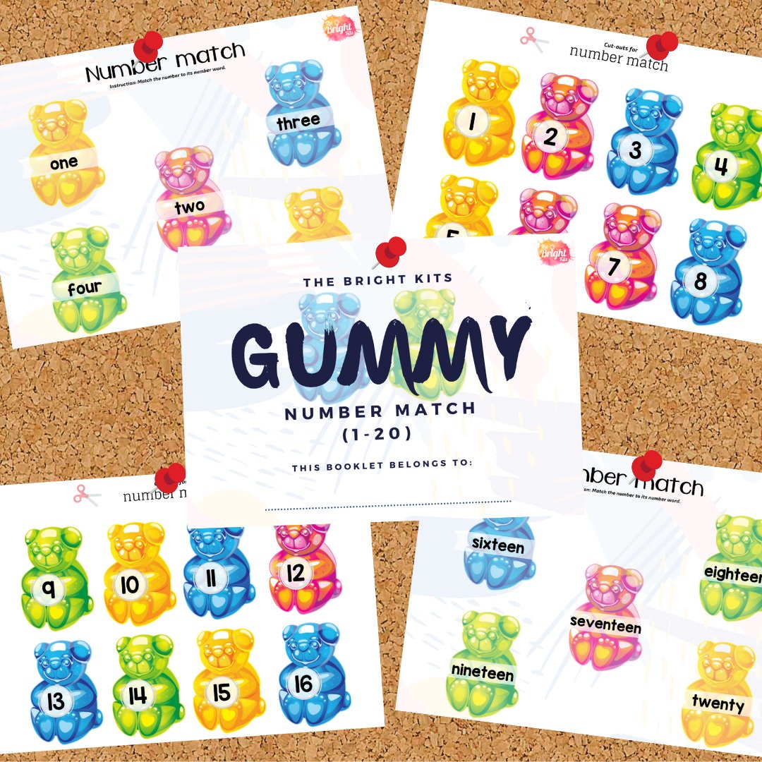 Gummy Number Match A4 Printable Busy Booklet | Number Matching 1-20 ...