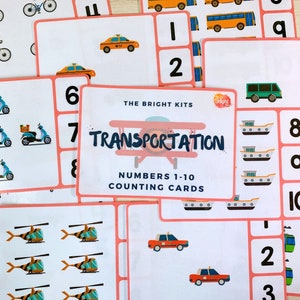 Transportation Printable Counting Cards Cards Set (1-10) | Peg-it Cards ...