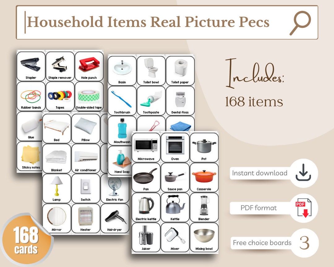 Household Items Real Picture Cards Set (168 Cards) | Language ...