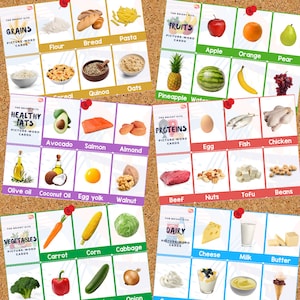 Food Groups Printable Picture-word Cards Set 48 Cards Food Flashcards ...