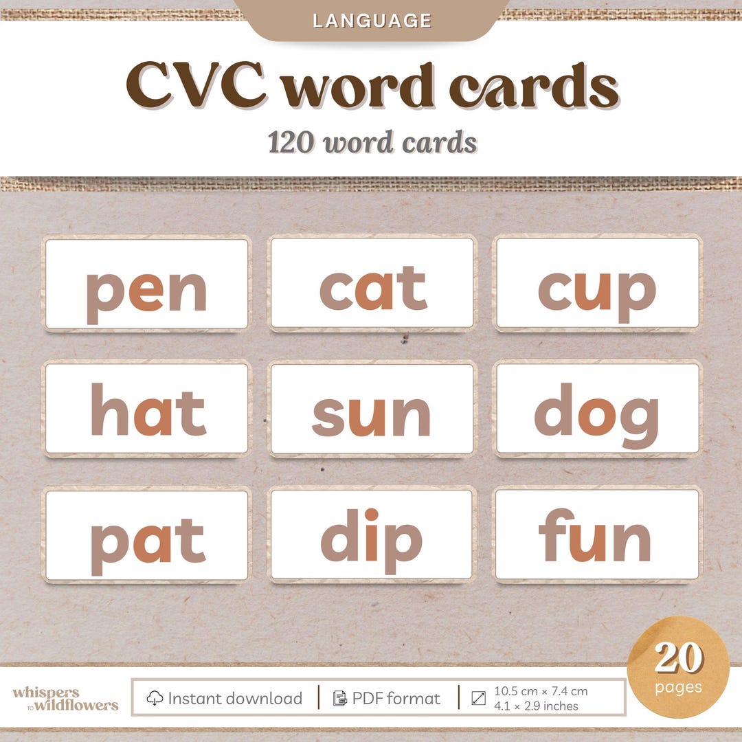CVC Word Cards | Montessori | Reggio | Pre-k | Homeschool | Language ...