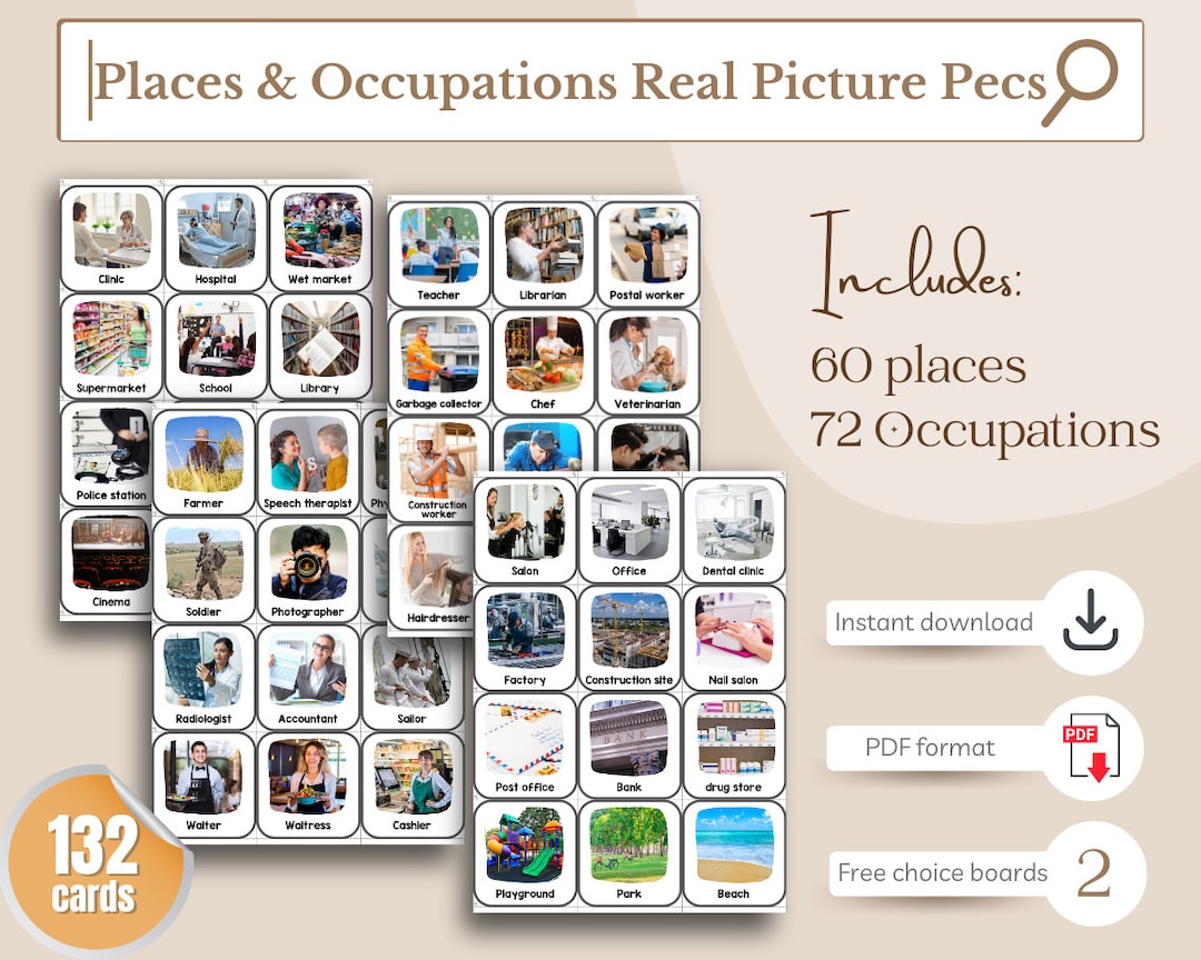 Places and Occupations Real Picture Cards Set (132 Cards) | Autism ...