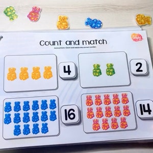 Gummy Count and Match A4 Printable Busy Booklet | Number Matching 1-20 ...