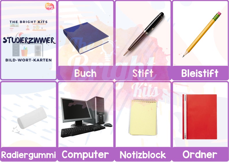 Household Items Printable Picture-word Cards in German(48 Cards ...