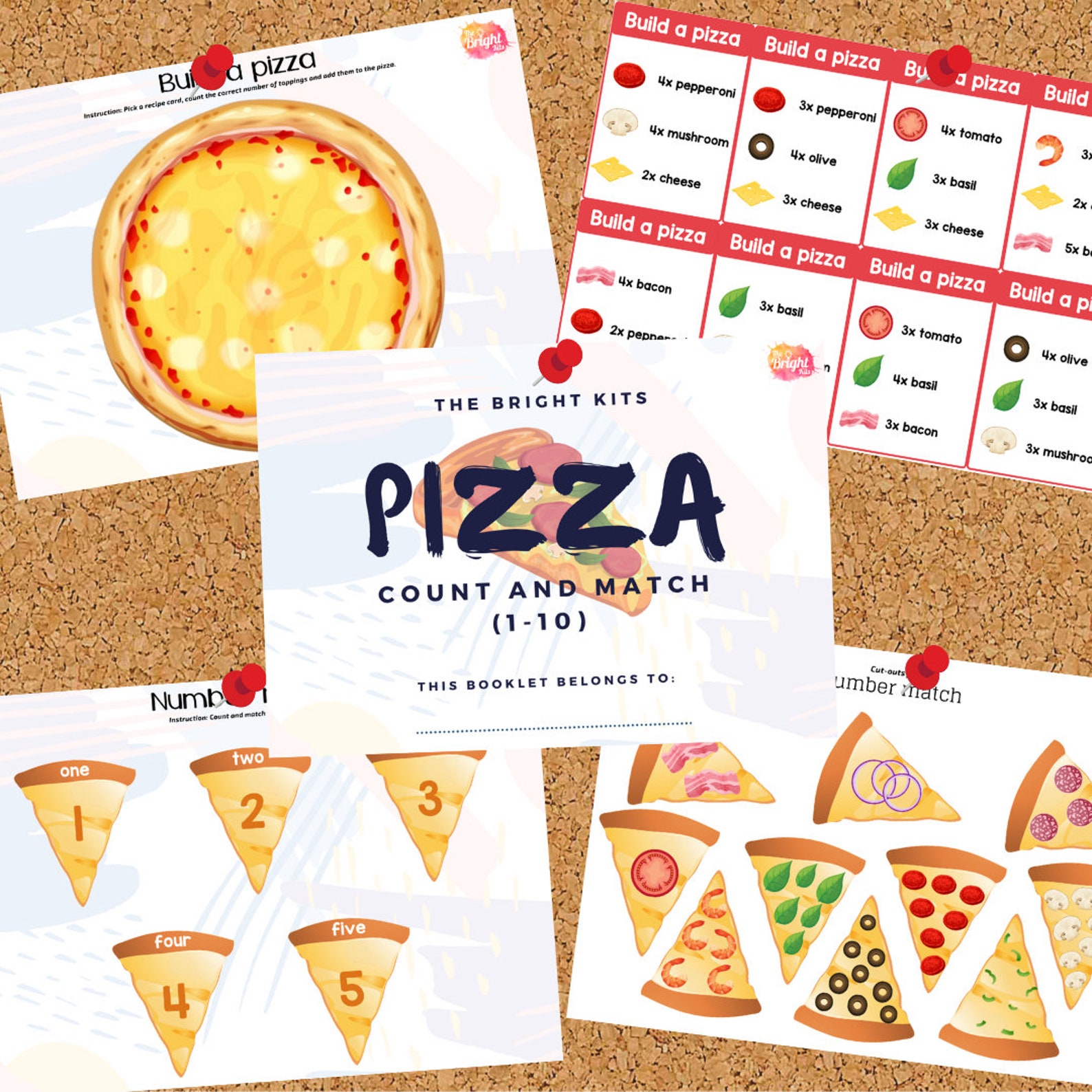 Pizza Count and Match A4 Printable Busy Booklet | Number Matching 1-10 ...