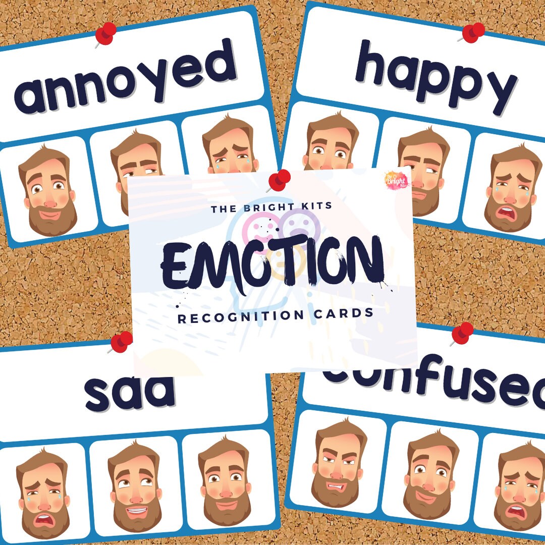 Male Printable Emotion Recognition Cards | Peg-it Cards | Write & Wipe ...