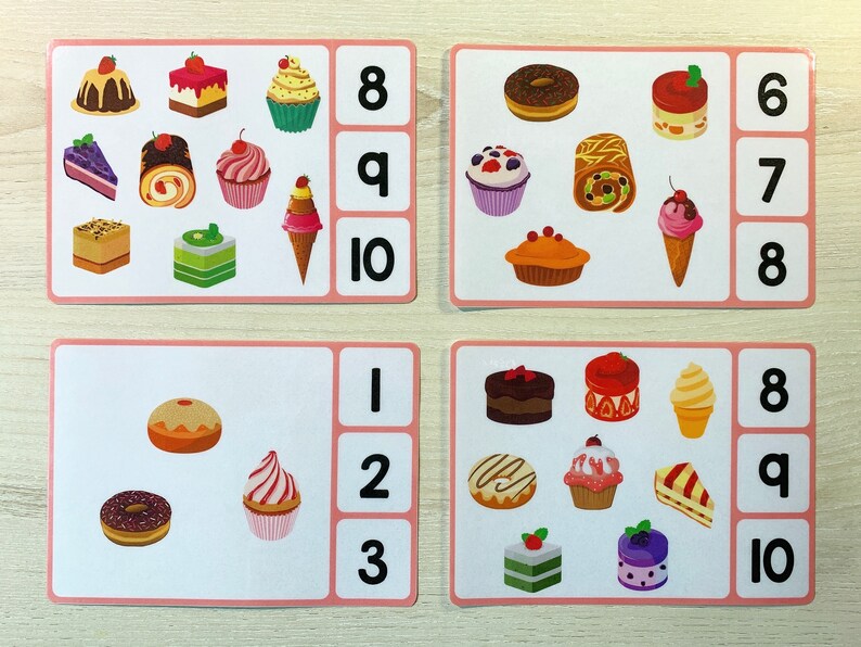 Desserts Printable Counting Cards Set (1-10) | Peg-it Cards | Early ...
