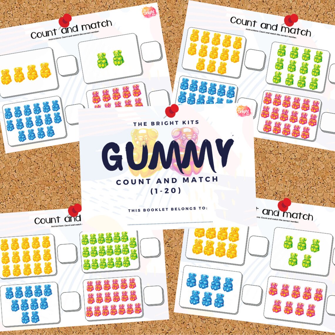 Gummy Count and Match A4 Printable Busy Booklet | Number Matching 1-20 ...