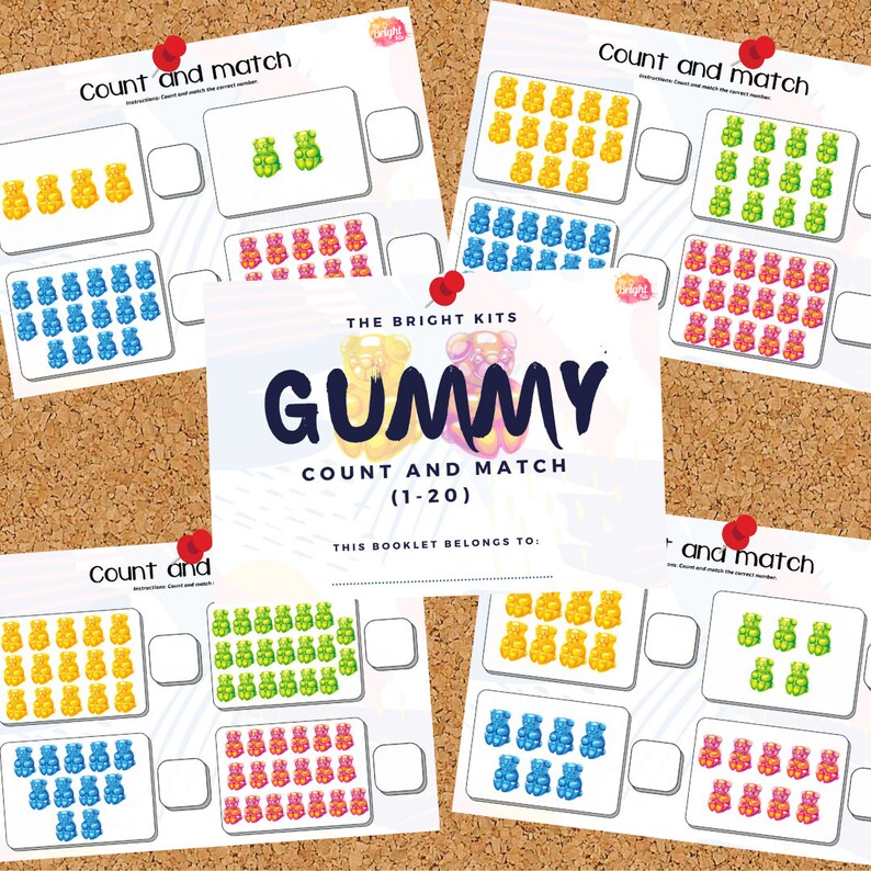Gummy Count and Match A4 Printable Busy Booklet | Number Matching 1-20 ...