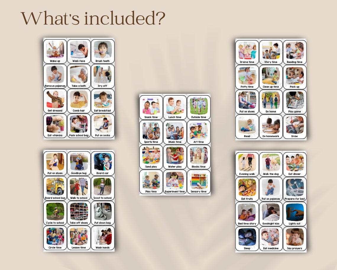 Daily Routine Cards Set 60 Cards Autism Visual Aid Speech Therapy ...