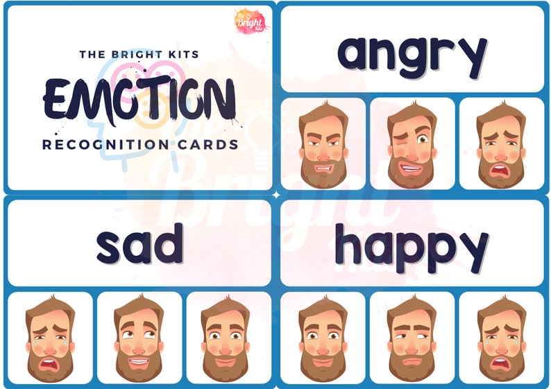 Male Printable Emotion Recognition Cards | Peg-it Cards | Write & Wipe ...