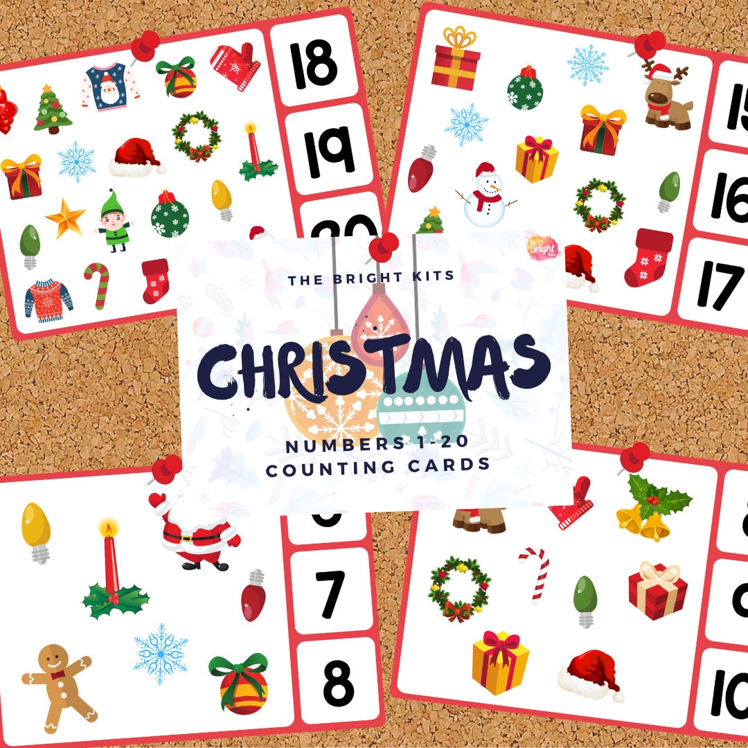 Christmas Printable Counting Cards Cards Set (1-20) | Peg-it Cards ...