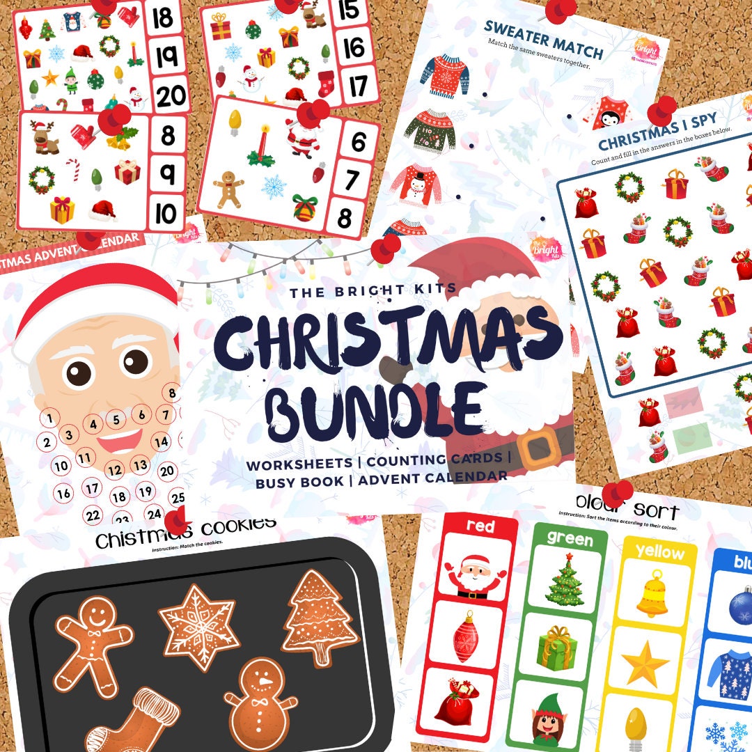 Christmas Printable Bundle | Worksheets | Busy Book | Counting Cards ...