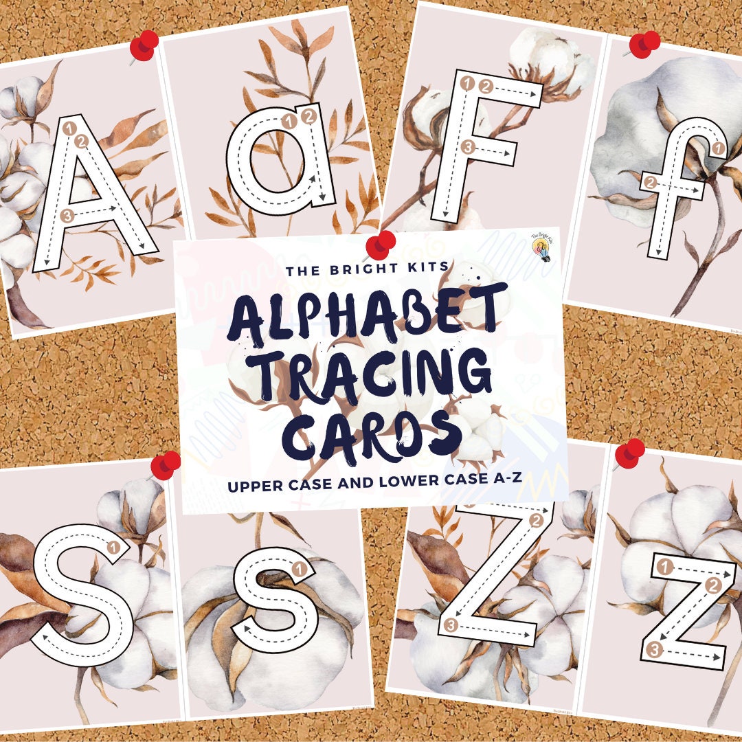 Cotton Theme Alphabet Tracing Cards (upper & Lower Case A-Z) | Trace ...