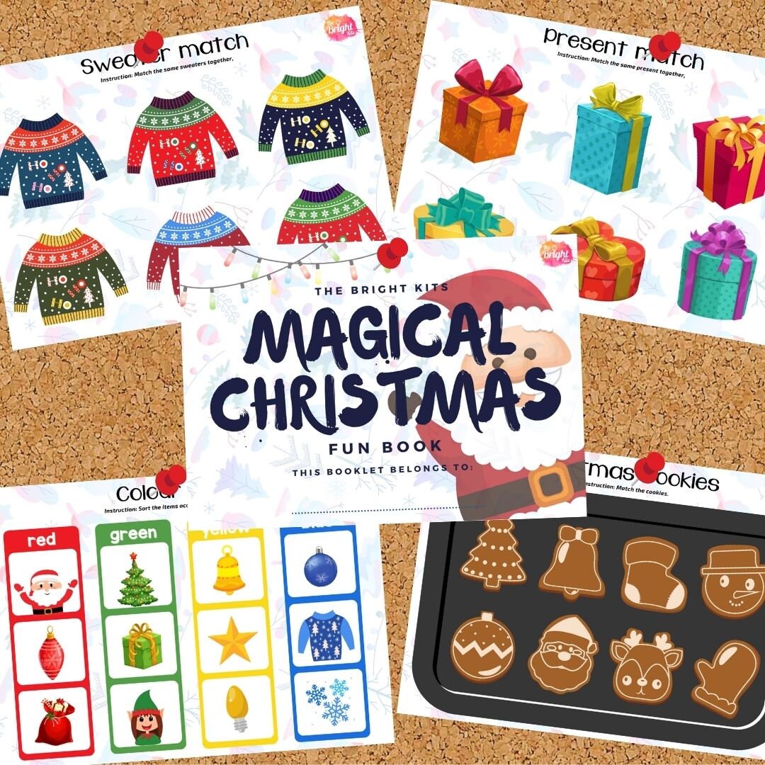 Christmas Printable Busy Book | Counting | Colour Matching | Ordering ...