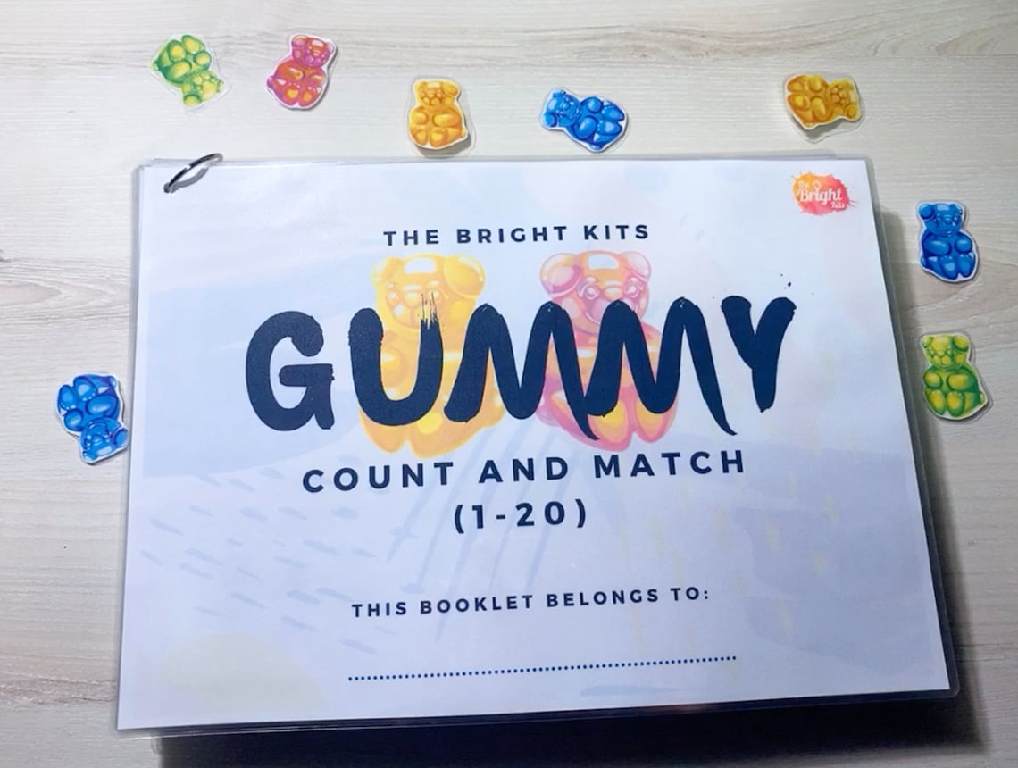 Gummy Count and Match A4 Printable Busy Booklet | Number Matching 1-20 ...