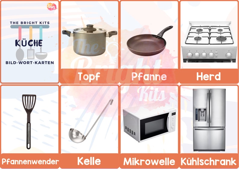 Household Items Printable Picture-word Cards in German(48 Cards ...
