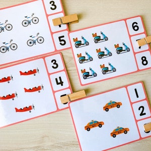Transportation Printable Counting Cards Cards Set (1-10) | Peg-it Cards ...