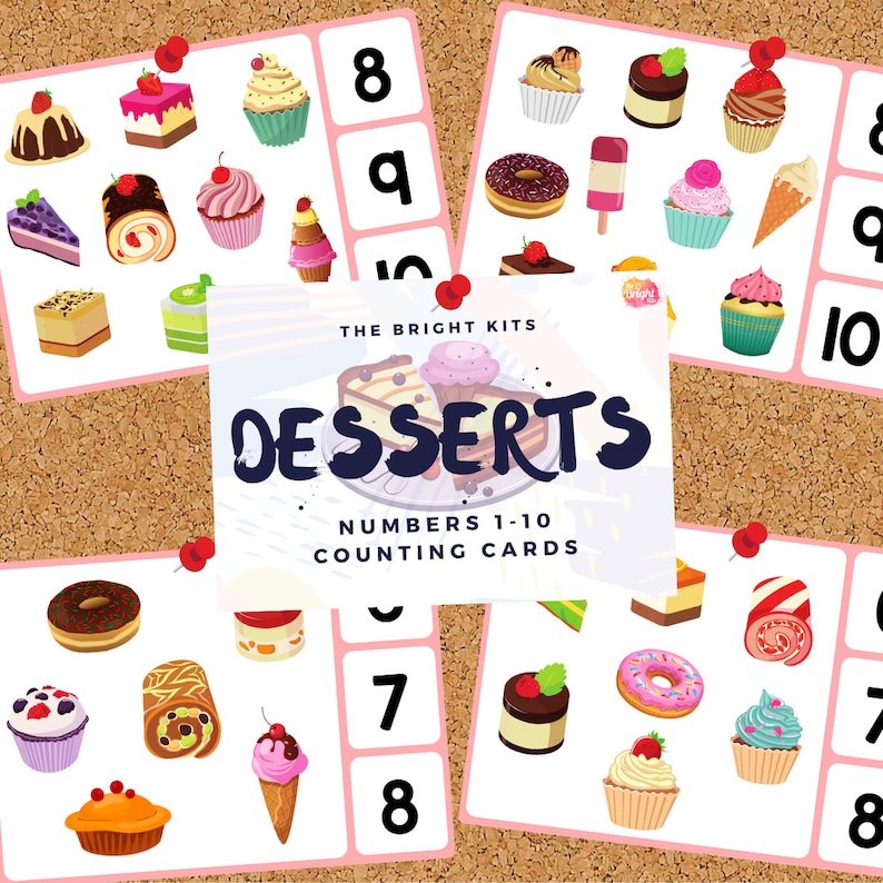 Desserts Printable Counting Cards Set (1-10) | Peg-it Cards | Early ...