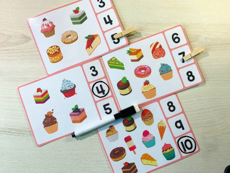 Desserts Printable Counting Cards Set (1-10) | Peg-it Cards | Early ...