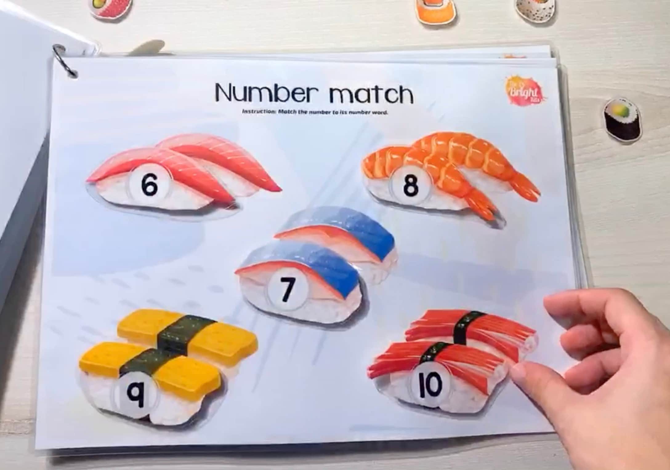 Sushi Number Match A4 Printable Busy Booklet | Number Matching 1-20 ...