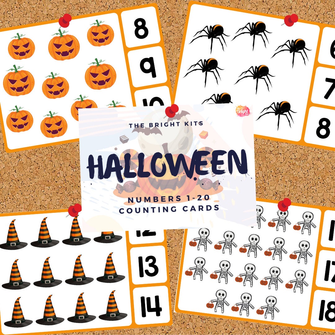 Juego de tarjetas de conteo imprimibles de Halloween (1-20) / Tarjetas ...