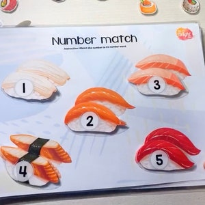 Sushi Number Match A4 Printable Busy Booklet | Number Matching 1-20 ...