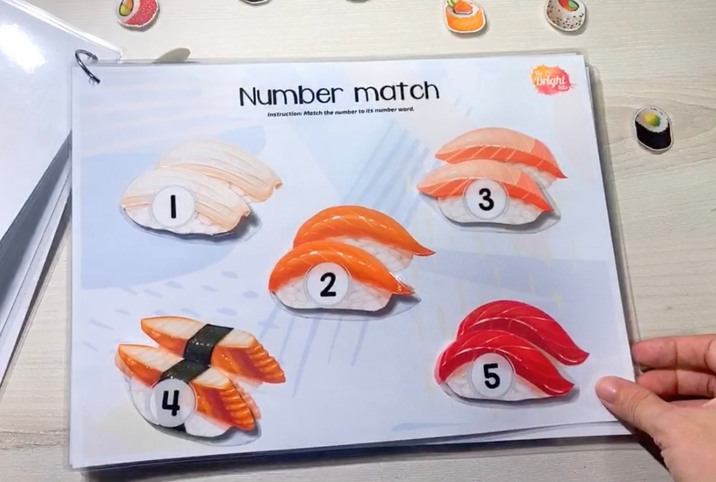 Sushi Number Match A4 Printable Busy Booklet | Number Matching 1-20 ...