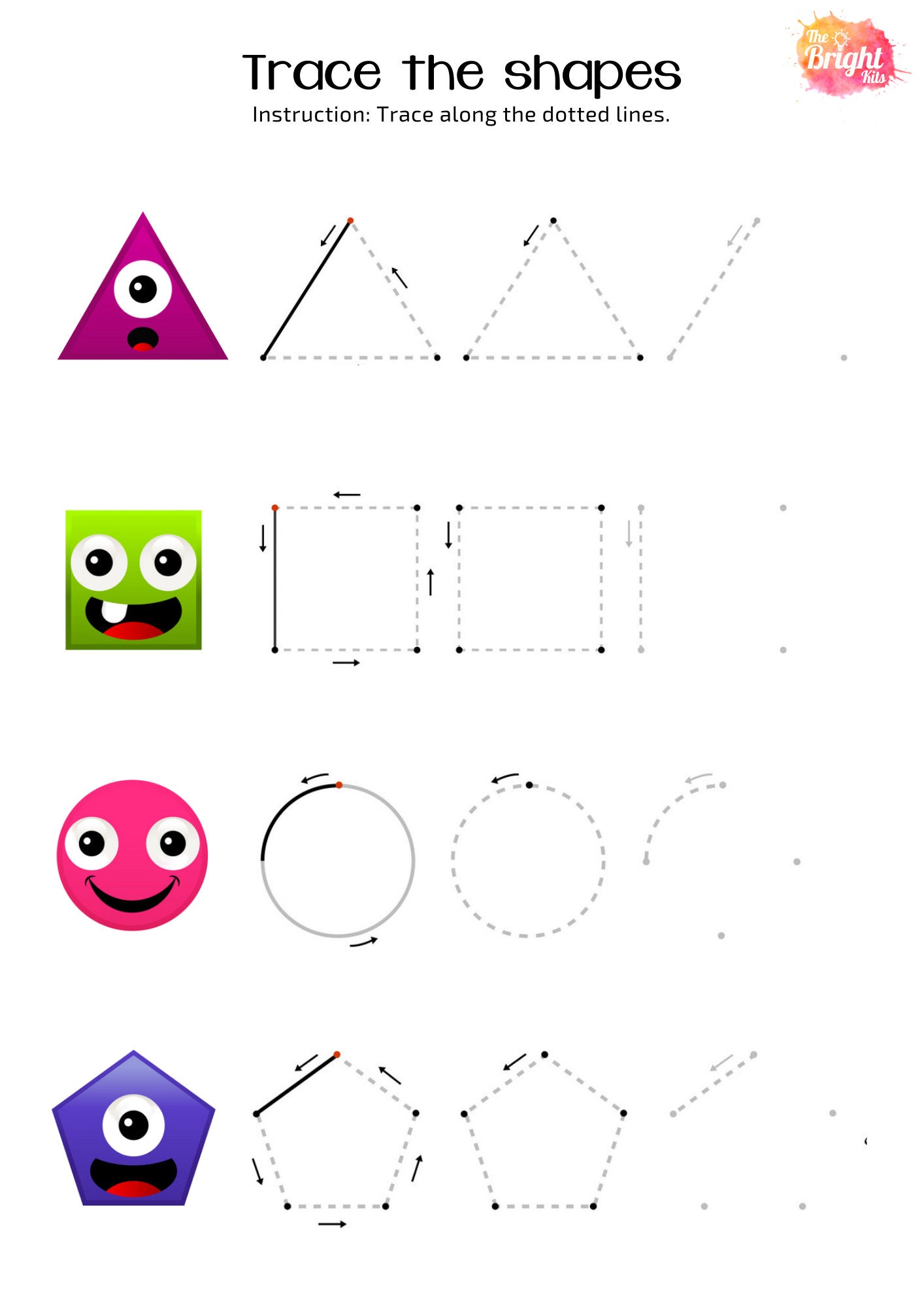 Shape Recognition A4 Printable Worksheets | Shape Trace & Match ...