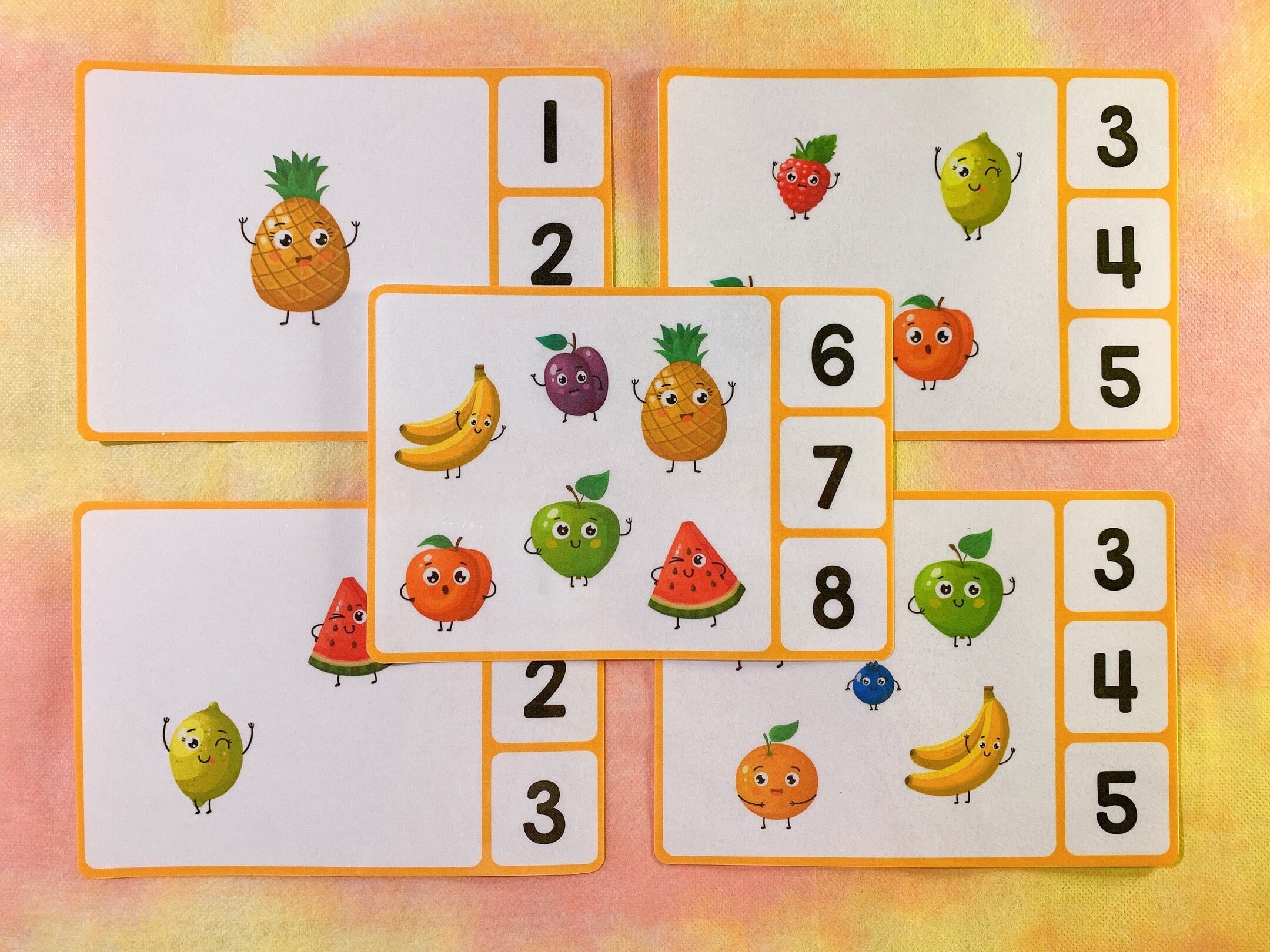 Fruits Printable Counting Cards Set (1-10) | Peg-it Cards | Early ...