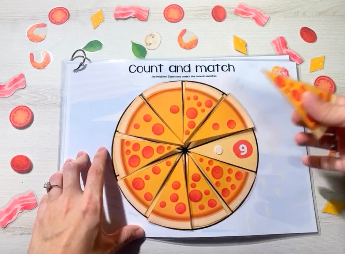Pizza Count and Match A4 Printable Busy Booklet Number Matching 1-10 ...