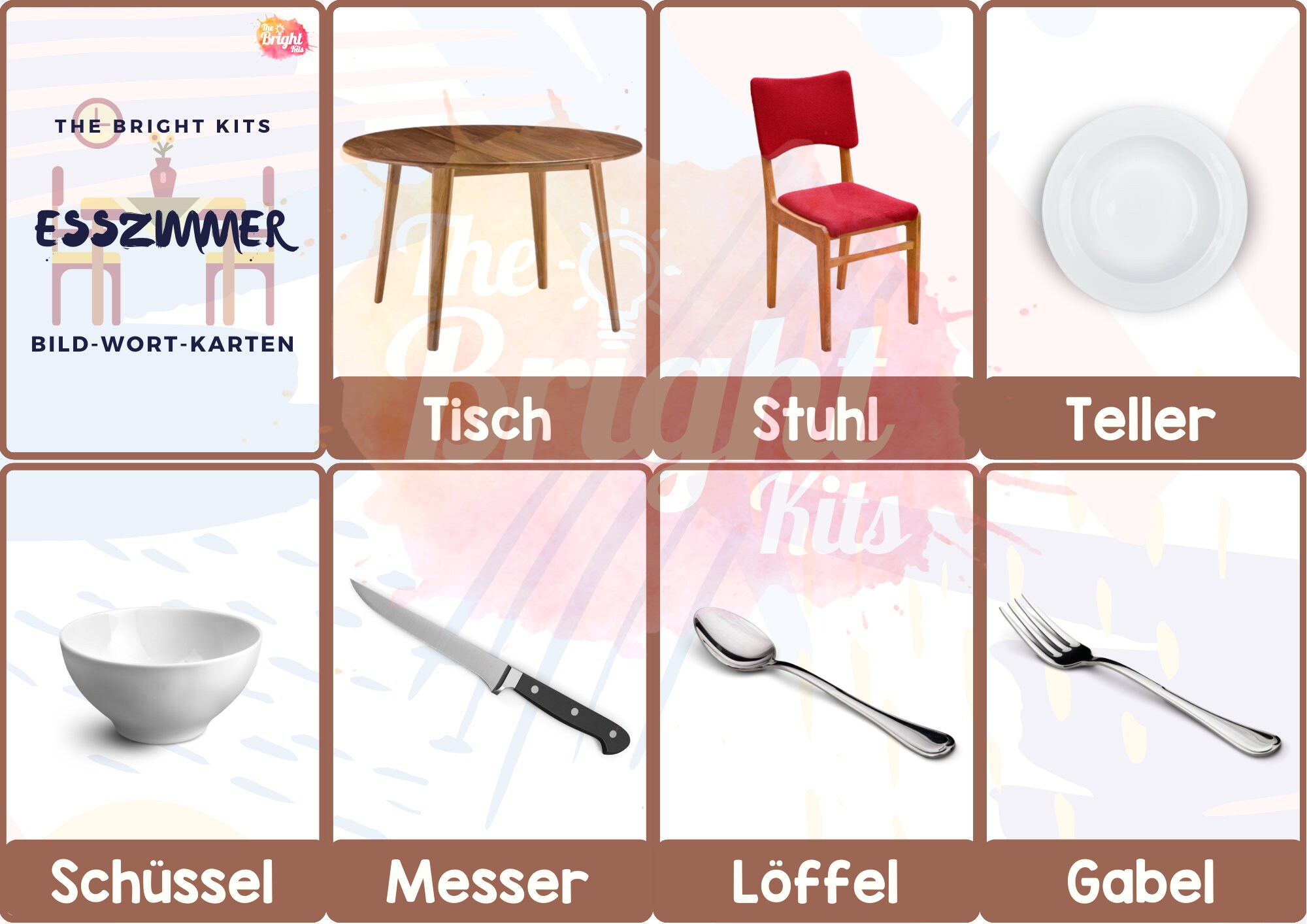 Household Items Printable Picture-word Cards in German(48 Cards ...