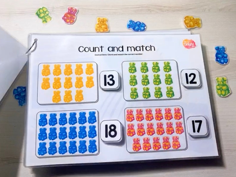 Gummy Count and Match A4 Printable Busy Booklet | Number Matching 1-20 ...