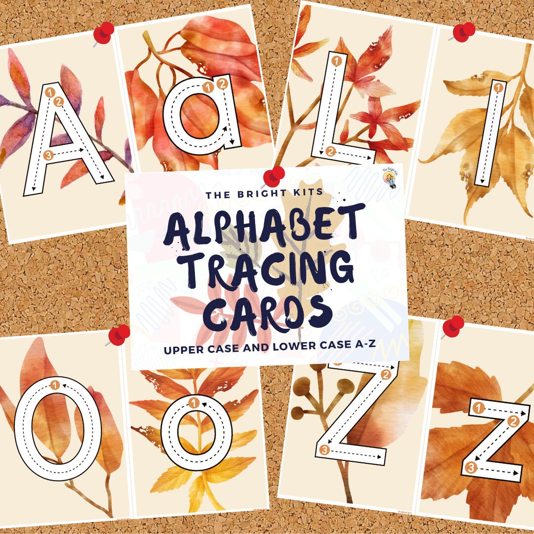 Fall Theme Alphabet Tracing Cards (upper & Lower Case A-Z) | Trace and ...