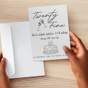 Twenty Fine Birthday Invitation: 25th Party Invite (digital Download ...