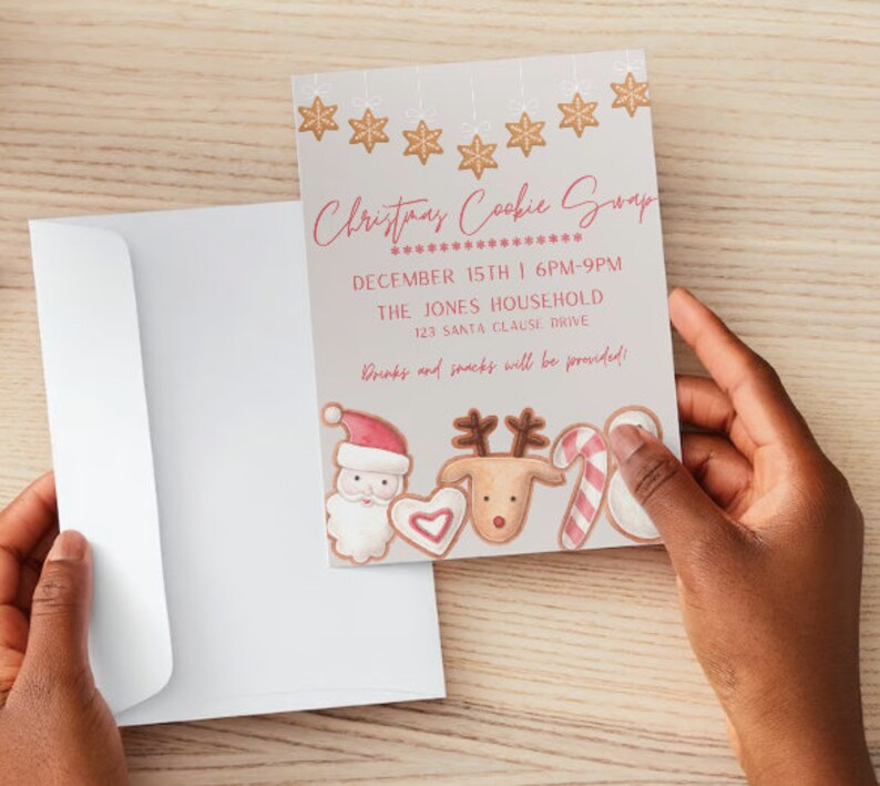 Christmas Cookie Swap Invitation Editable Cookie Party Invitation ...
