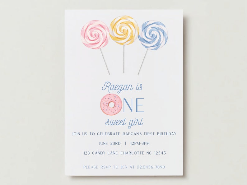 One SWEET Girl Birthday Party Invitation | First Birthday Invitation ...