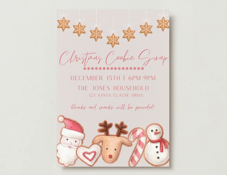Christmas Cookie Swap Invitation Editable Cookie Party Invitation ...