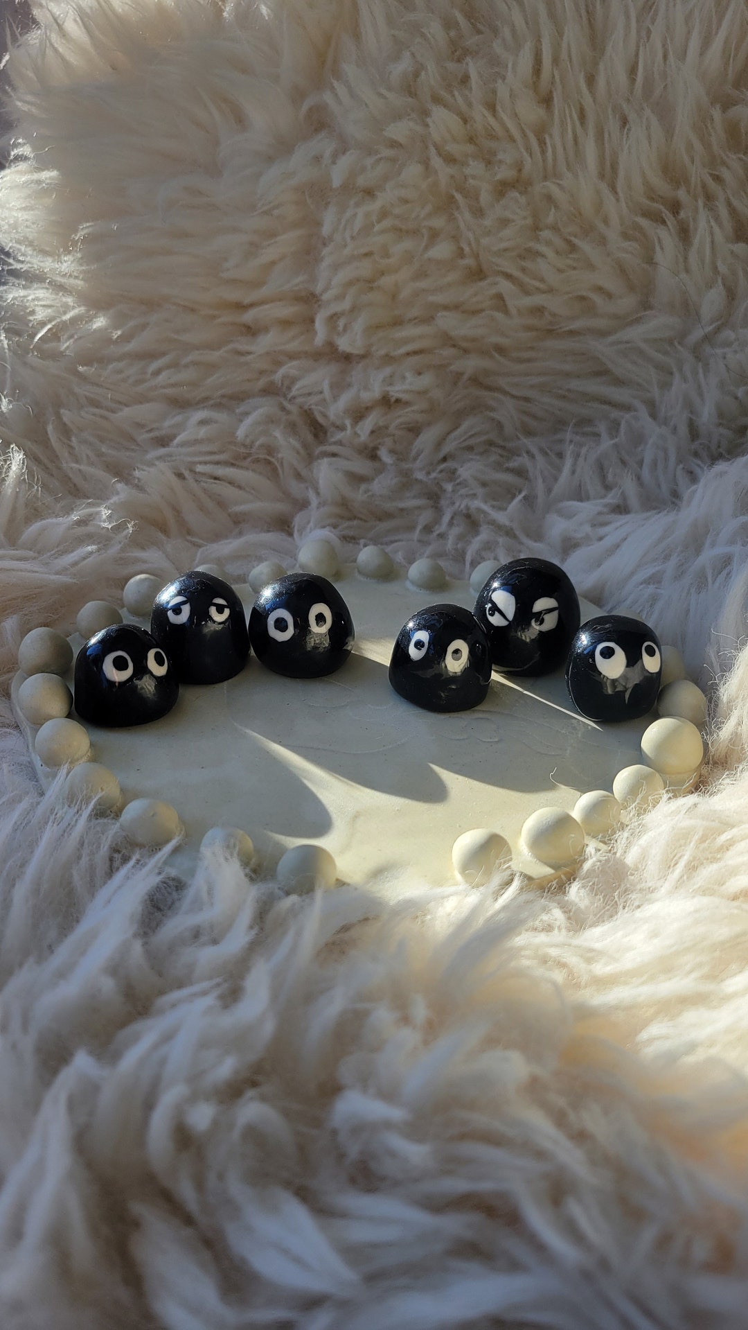 3 Ceramic Soot Sprites,dust Bunnies Pottery Decoration, Trio Big ...