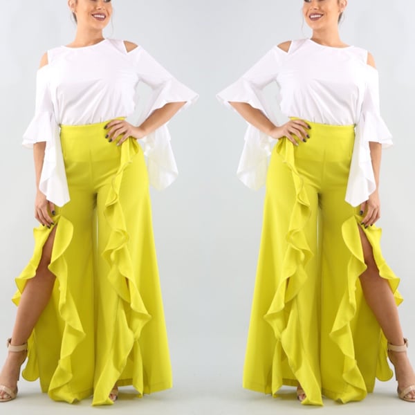 Womens Ruffle Pants - Etsy