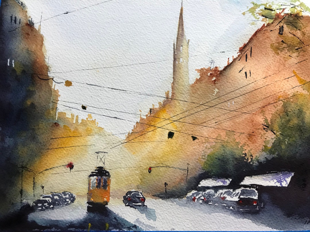 Urban Landscapes Watercolor Painting, Original, Landscapes, City ...