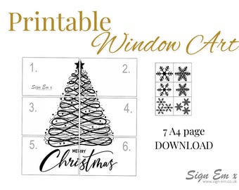 Christmas Wreath Holly Window Art Bundle Guide PDF, Window Art Template ...