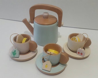 Kids Wooden Tea Set - Etsy