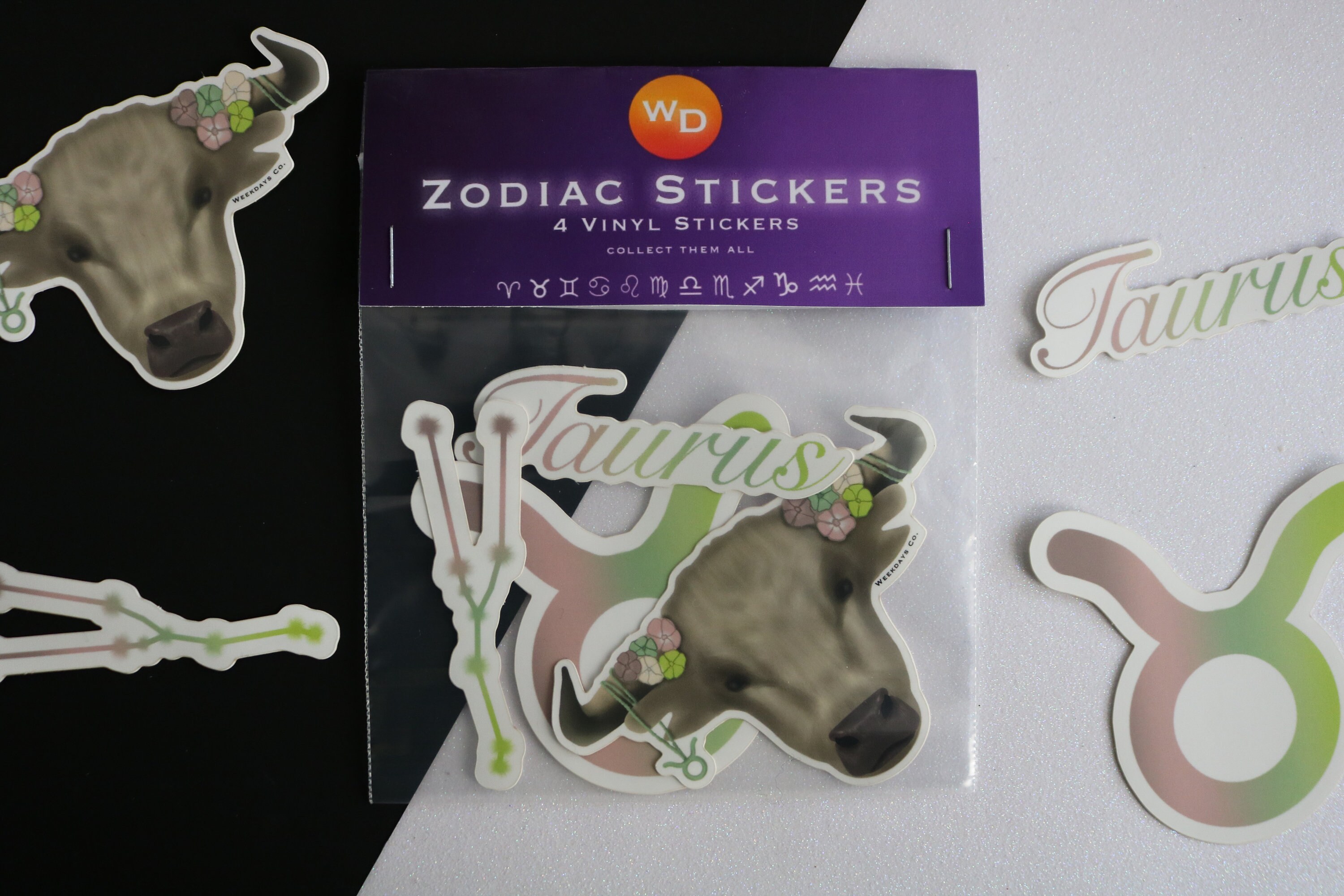 Taurus Zodiac Sticker Pack 4 Vinyl Stickers. New zodiac signs | Etsy