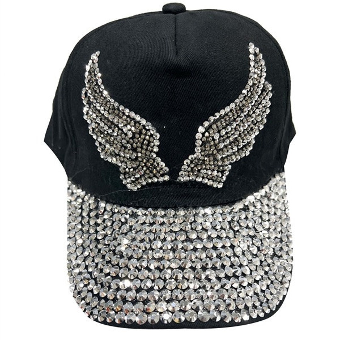 Black With Silver Wings Bling Cap - Etsy