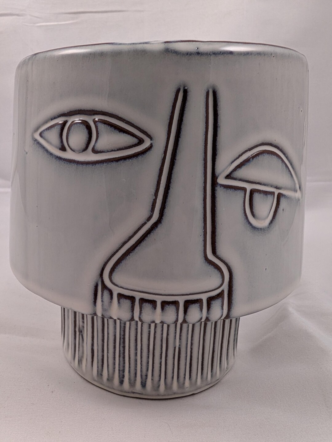 New Stoneware Face Vase / Plant Pot - Picasso Style With a Reactive ...