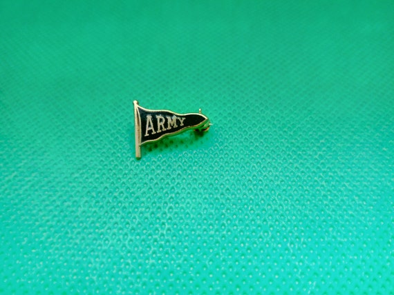 Vintage Blue Enamel & Brass ARMY Pennant Pin | Etsy